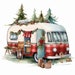 Watercolor Christmas Camper Van Clipart, High Quality JPG, Camper Clip ...