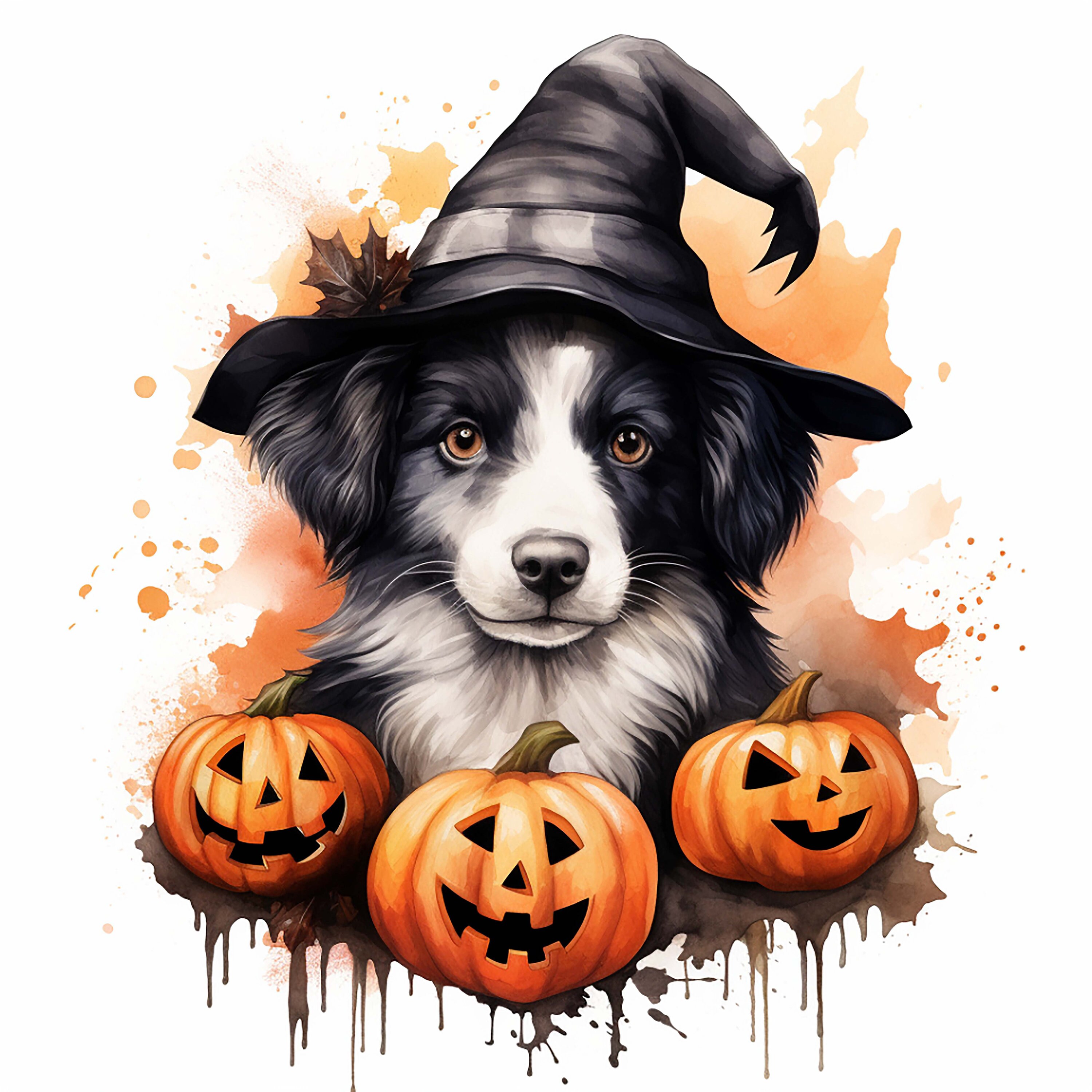 Watercolor Halloween Dog Clipart Cute Clipart Halloween Jpg - Etsy