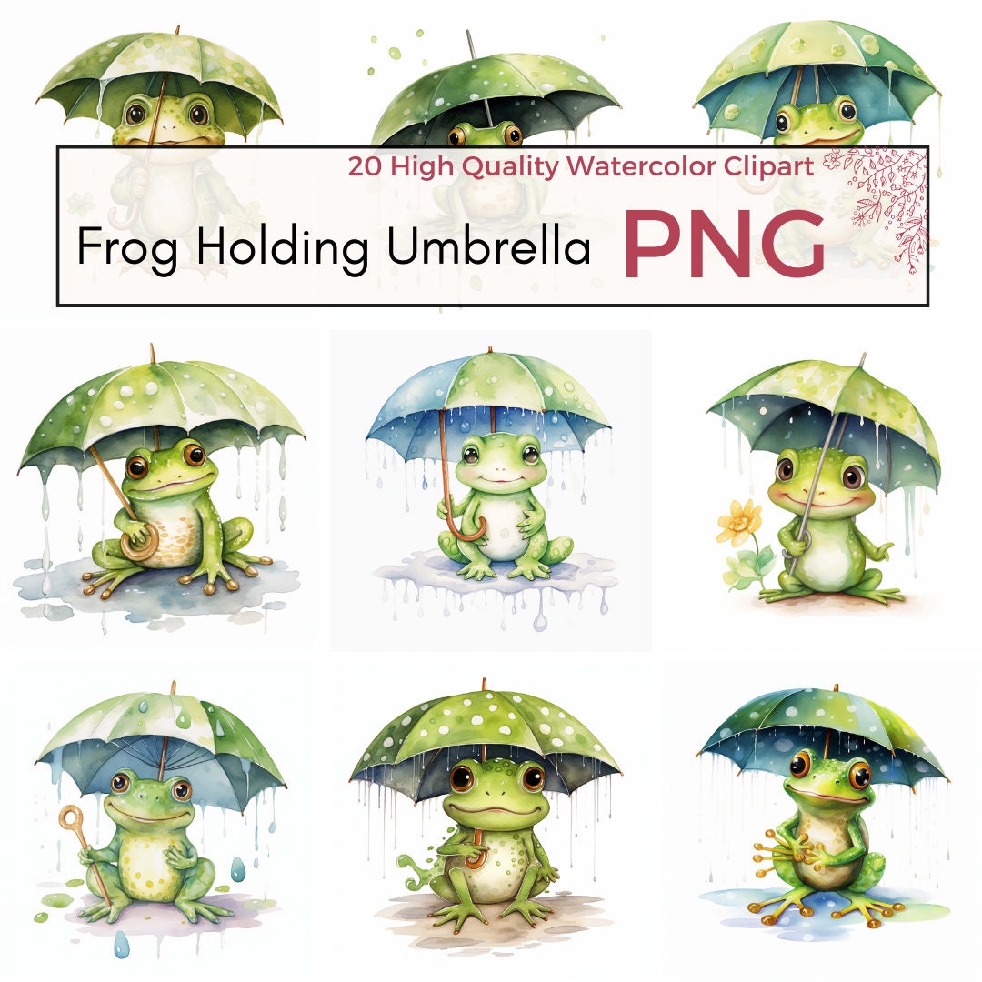 Cute Frog Holding Umbrella Clipart, High Quality PNG, Frog Clipart ...