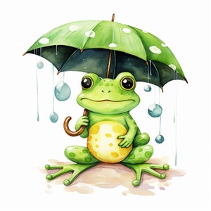 Cute Frog Holding Umbrella Clipart, High Quality PNG, Frog Clipart ...