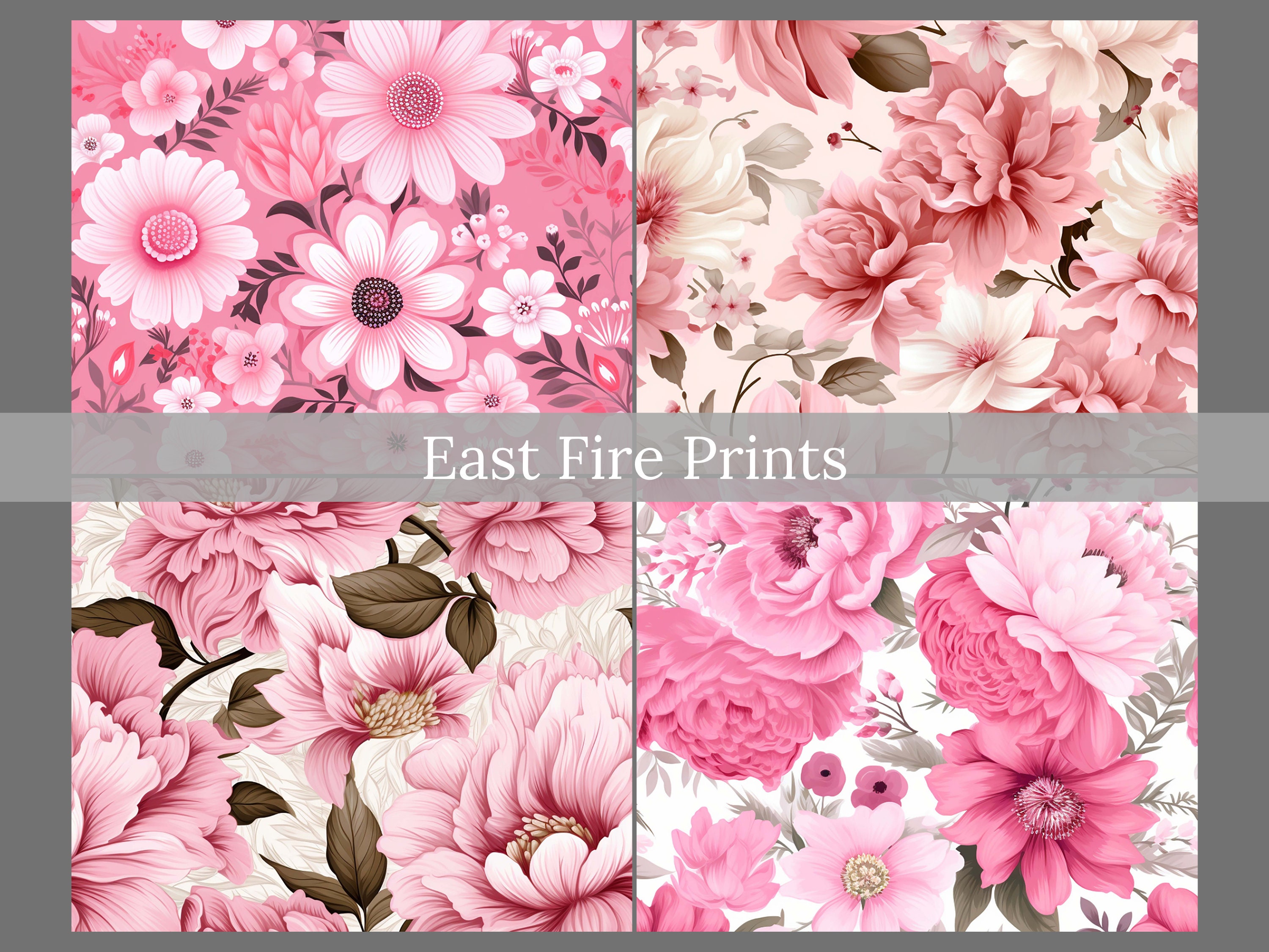 Pink Floral Digital Paper, High Quality JP, Floral Seamless Pattern ...
