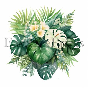 20 Watercolor Monstera Clipart Set - Tropical Leaf PNG - Digital ...