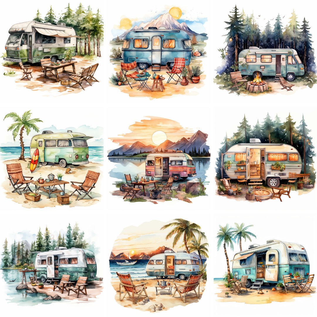 Adventure Camper Clipart High Quality Png Vacation Clipart - Etsy