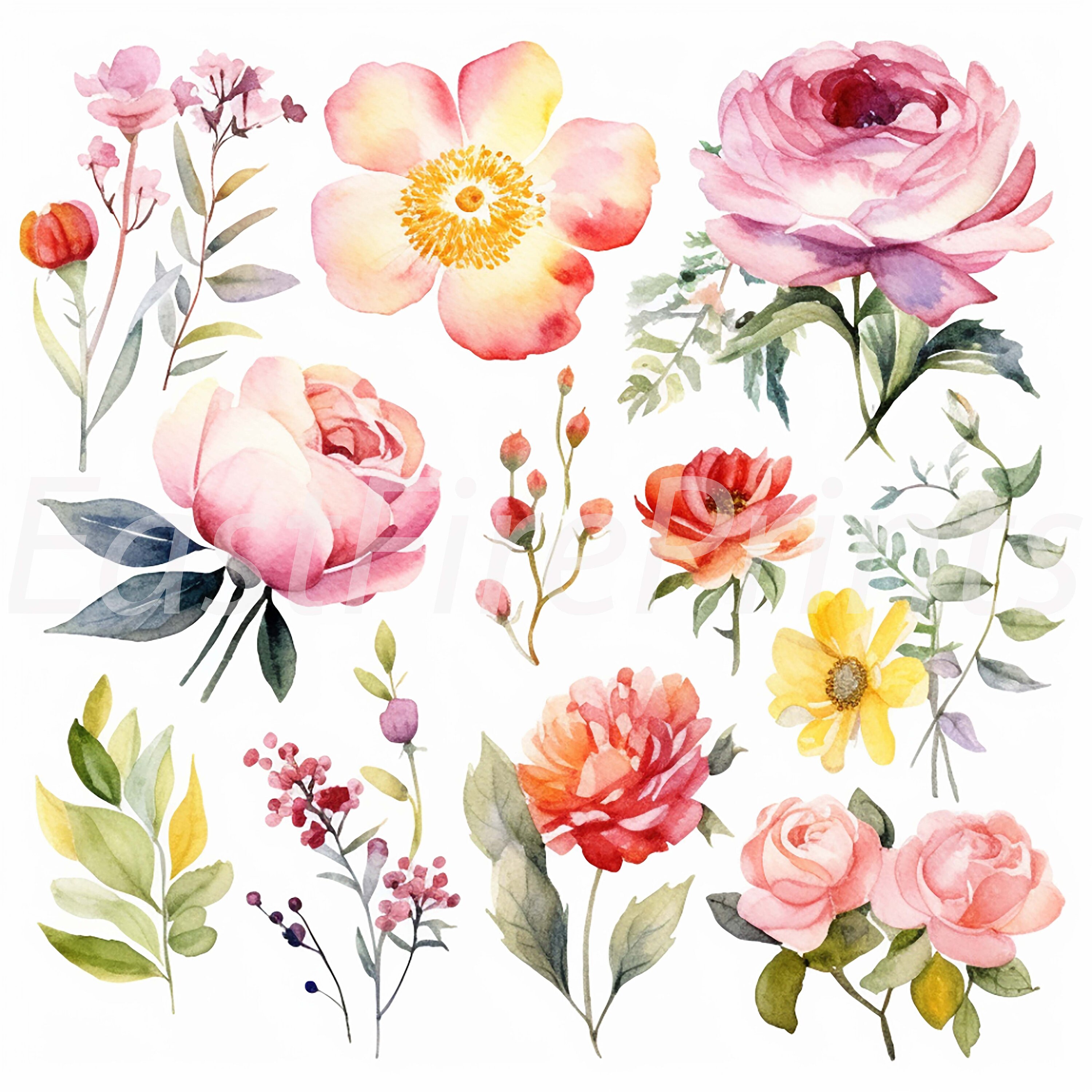 Watercolor Gardening Clipart Set Clipart Floral Digital - Etsy