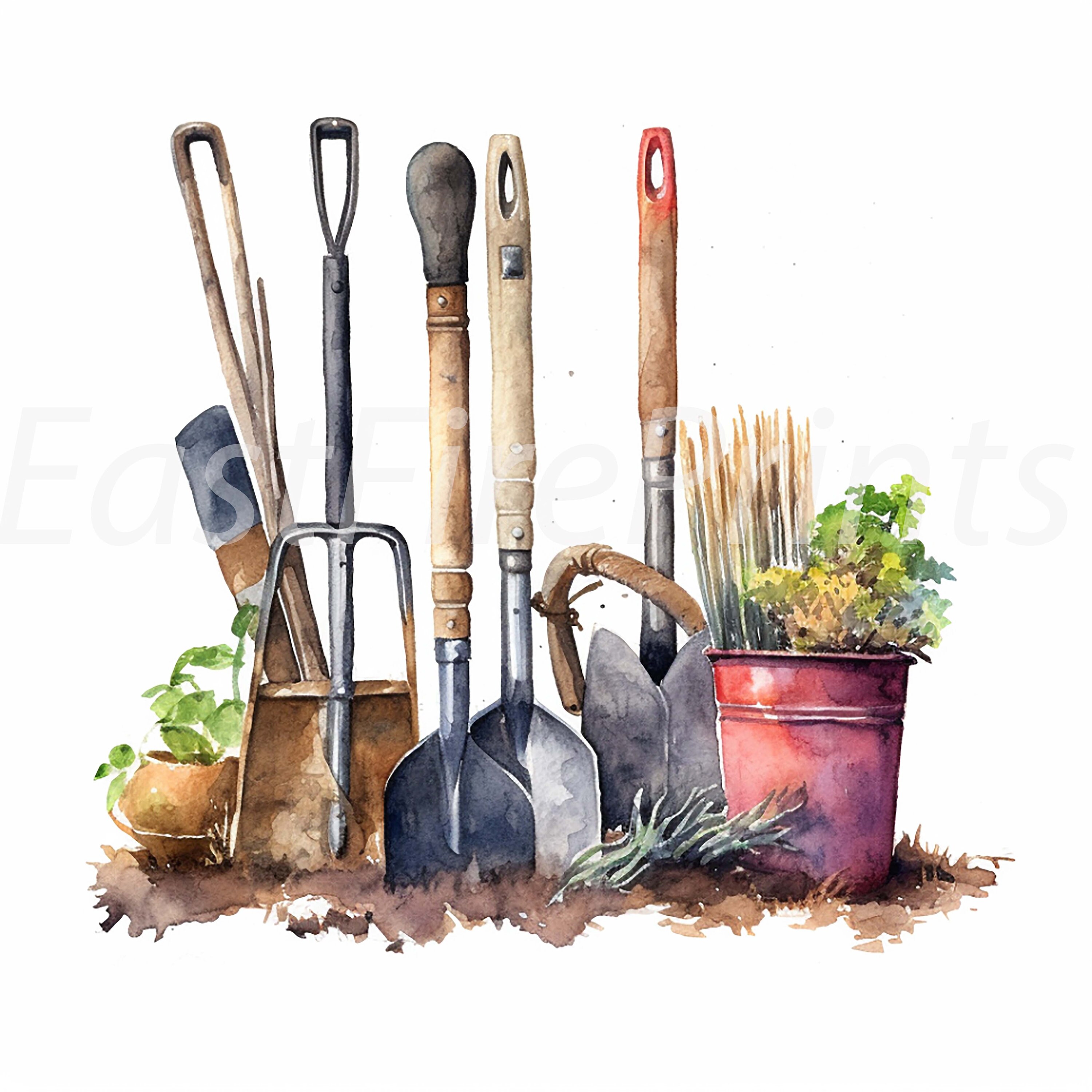 Watercolor Gardening Clipart Set Clipart Floral Digital - Etsy