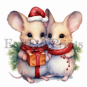 20 Christmas Mouse Watercolor Clipart, High Quality Png, Xmas, Winter ...
