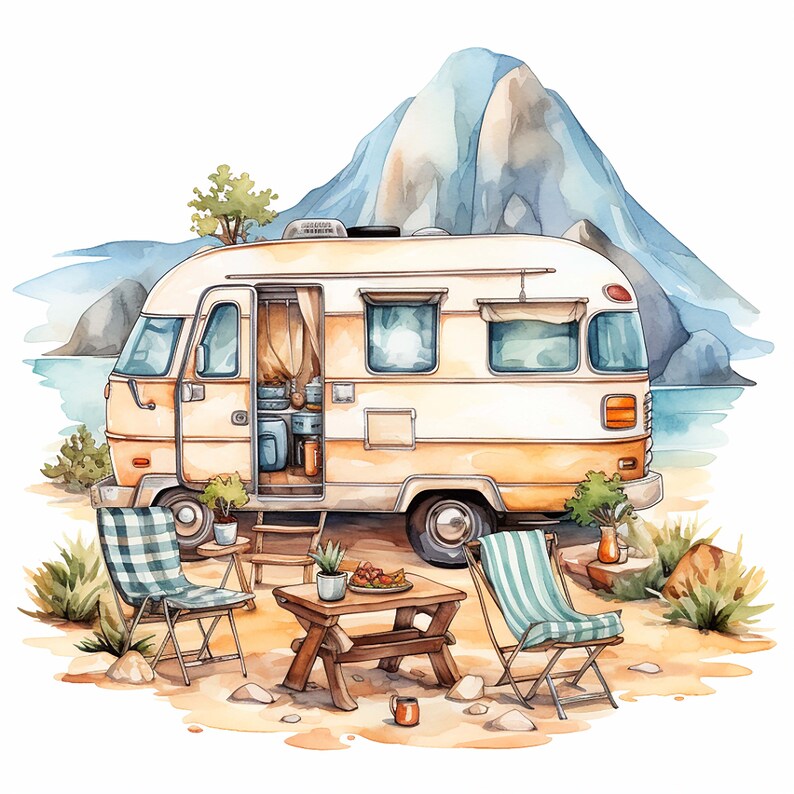 Adventure Camper Clipart High Quality Png Vacation Clipart - Etsy