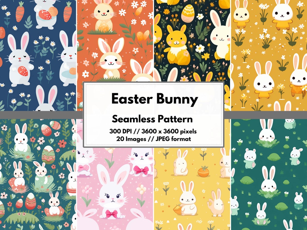 Easter Bunny Digital Paper, High Quality JPG, Digital Pattern, Spring ...