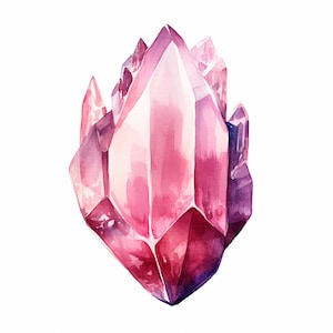Watercolor Pink Crystal Clipart, High Quality JPG, Crystal Wall Art ...