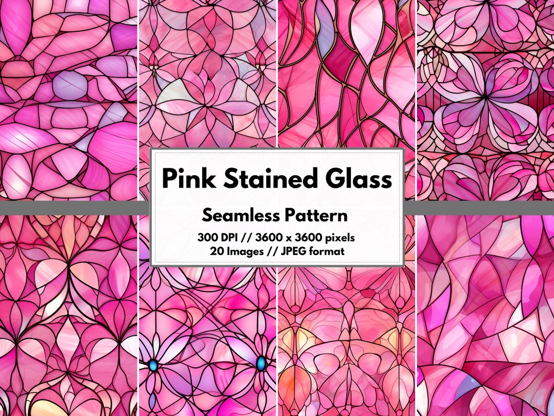 Pink Stained Glass Digital Paper, High Quality JPG, Pink Seamless ...