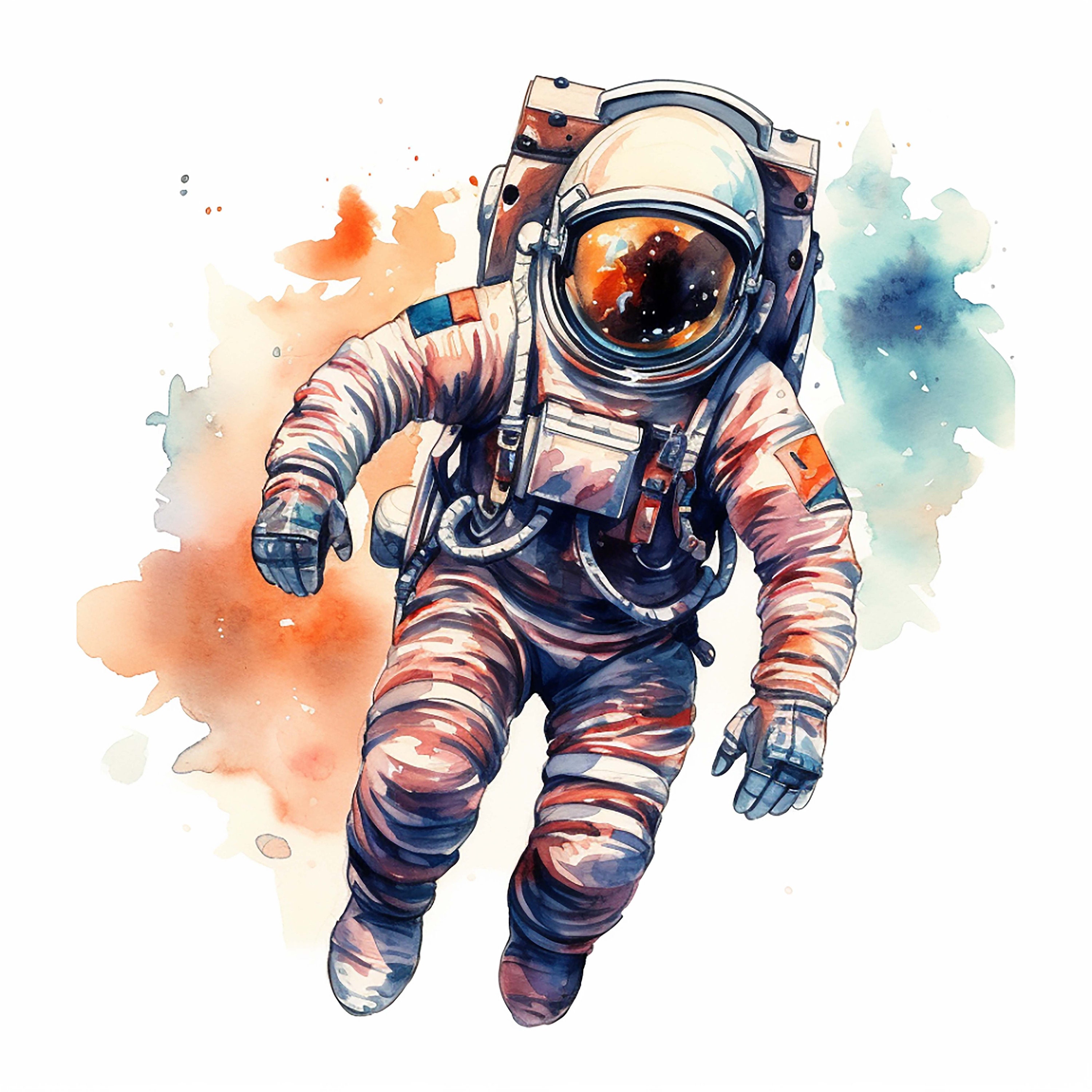 Watercolor Astronaut Clipart Cute Clipart Space Sublimation - Etsy
