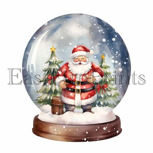 20 Christmas Santa Snow Globe Clipart, Watercolor Clip Art, Winter ...