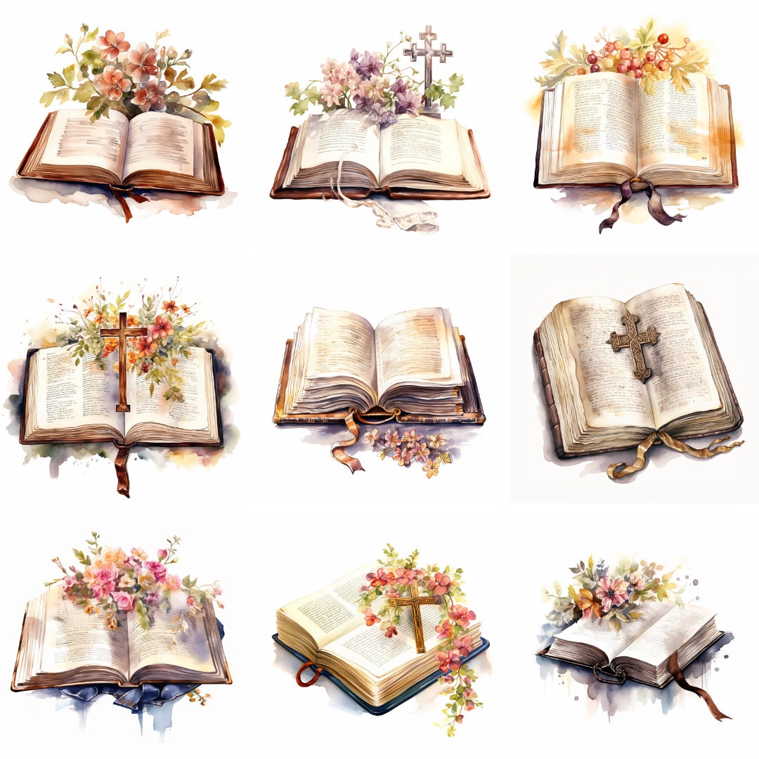 Watercolor Catholic Holy Bible Clipart, Virgin Mary, Religious Clip Art ...