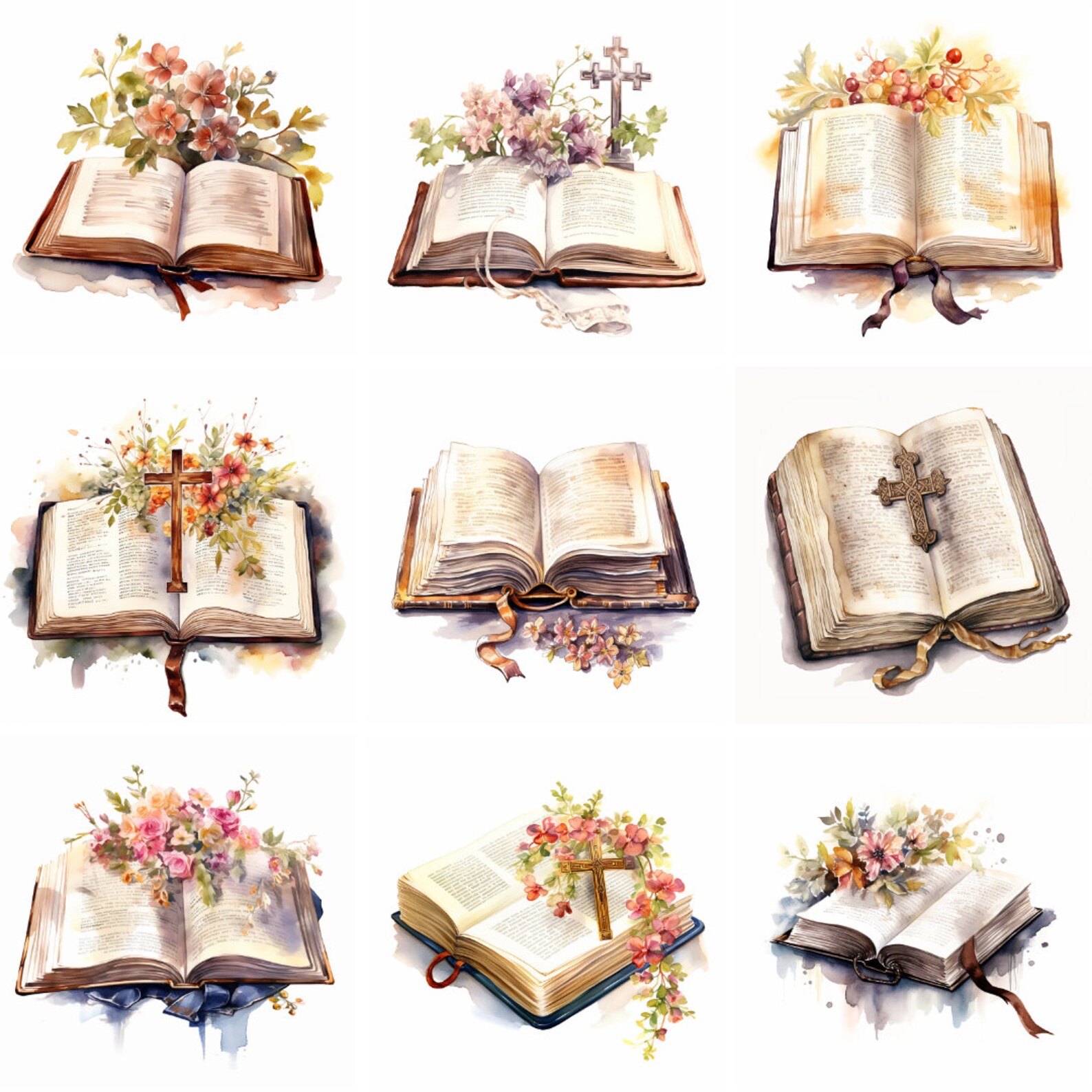 Watercolor Catholic Holy Bible Clipart Virgin Mary Religious - Etsy