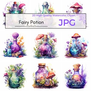 Watercolor Fairy Potion Clipart, Fantasy Clipart Magical Clip Art Magic ...
