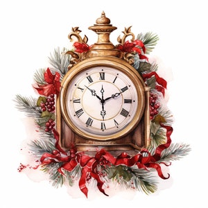 Christmas Clock Clipart, High Quality Png Christmas Graphics Xmas ...