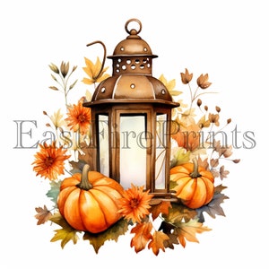 20 Fall Lantern Watercolor Clipart, High Quality Png, Halloween Autumn ...