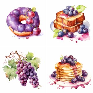 20 PNG Watercolor Grapes Clipart Fruit Clipart Summer - Etsy