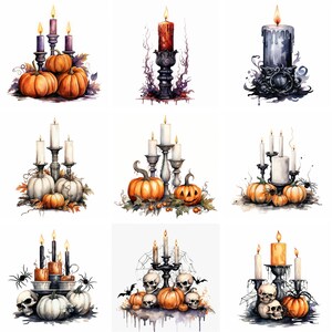 Watercolor Halloween Candle Clipart PNG, Spooky, Fall Candles Clip Art ...