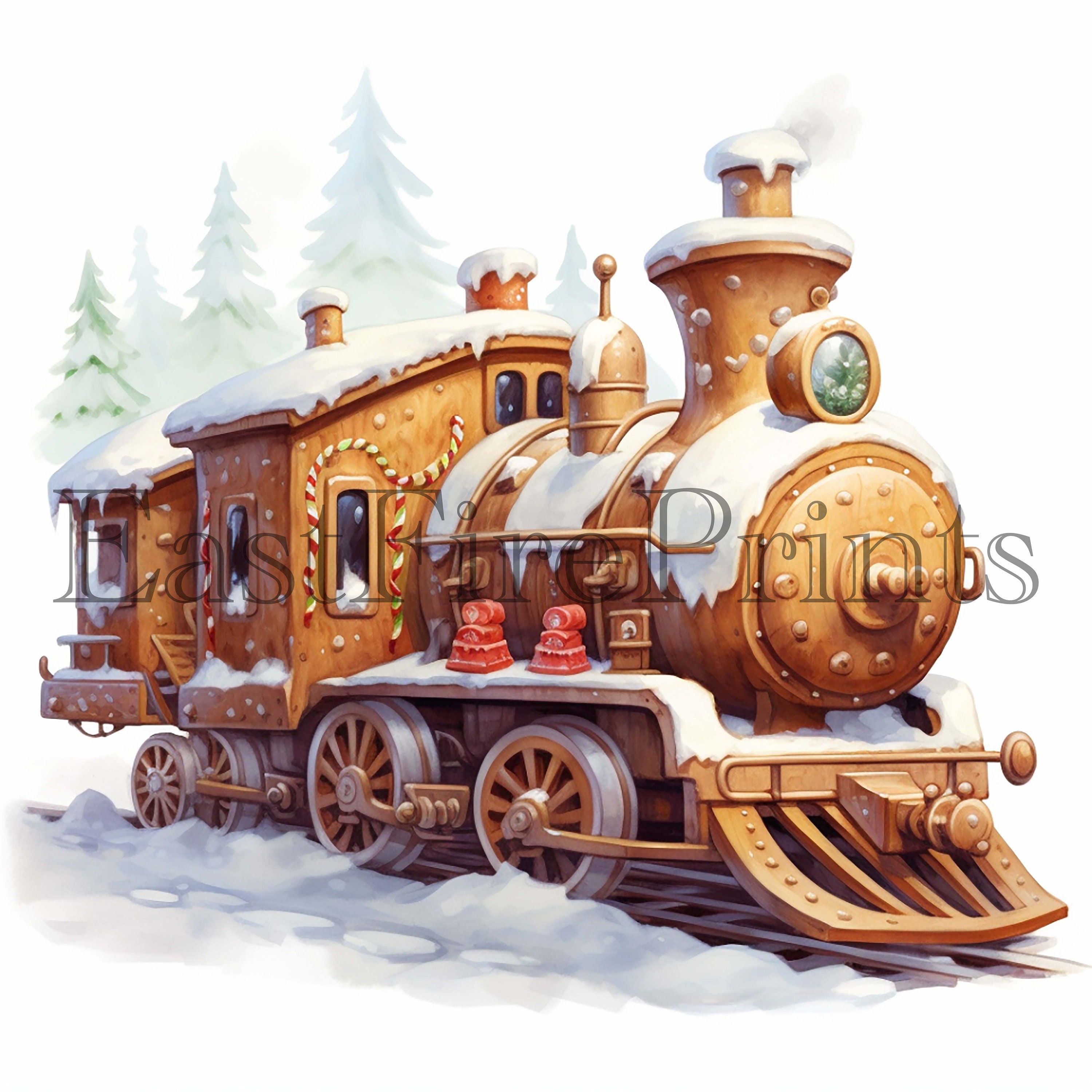 20 Christmas Train Watercolor Clipart High Quality Png - Etsy