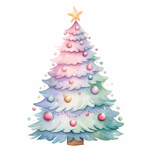 Pastel Christmas Tree Clipart, High Quality PNG Cute Christmas ...