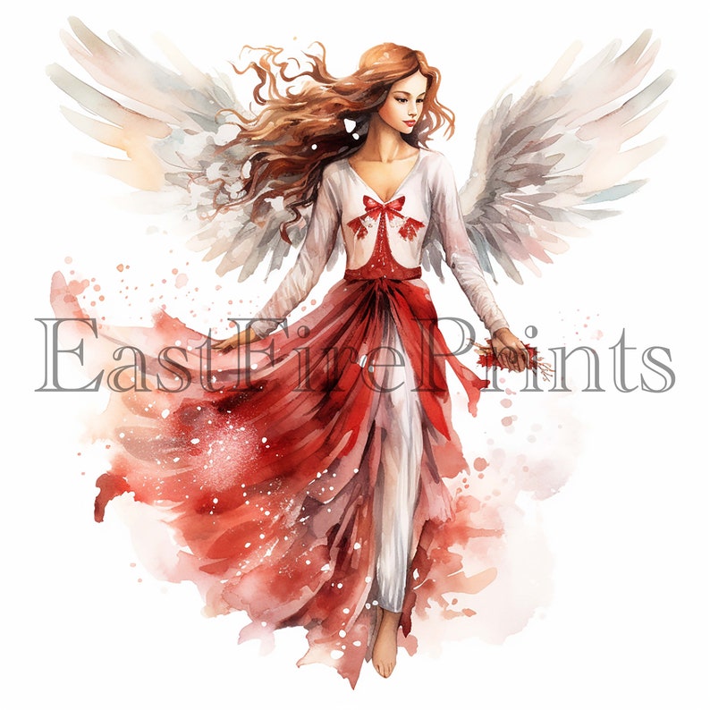 Watercolor Christmas Angel Clipart PNG Files Xmas Clip Art - Etsy