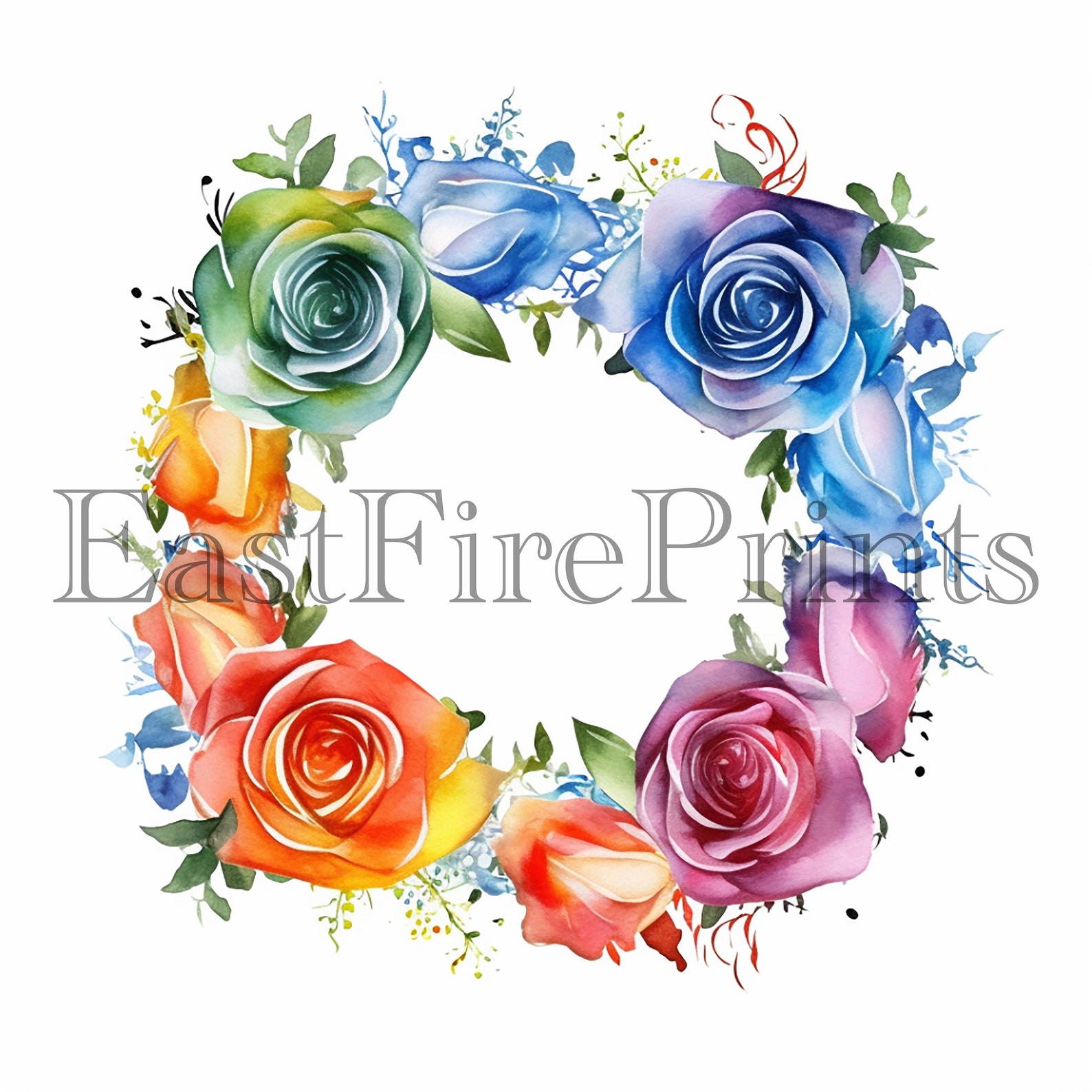 20 PNG Watercolor Rainbow Roses Clipart Colorful Rose - Etsy
