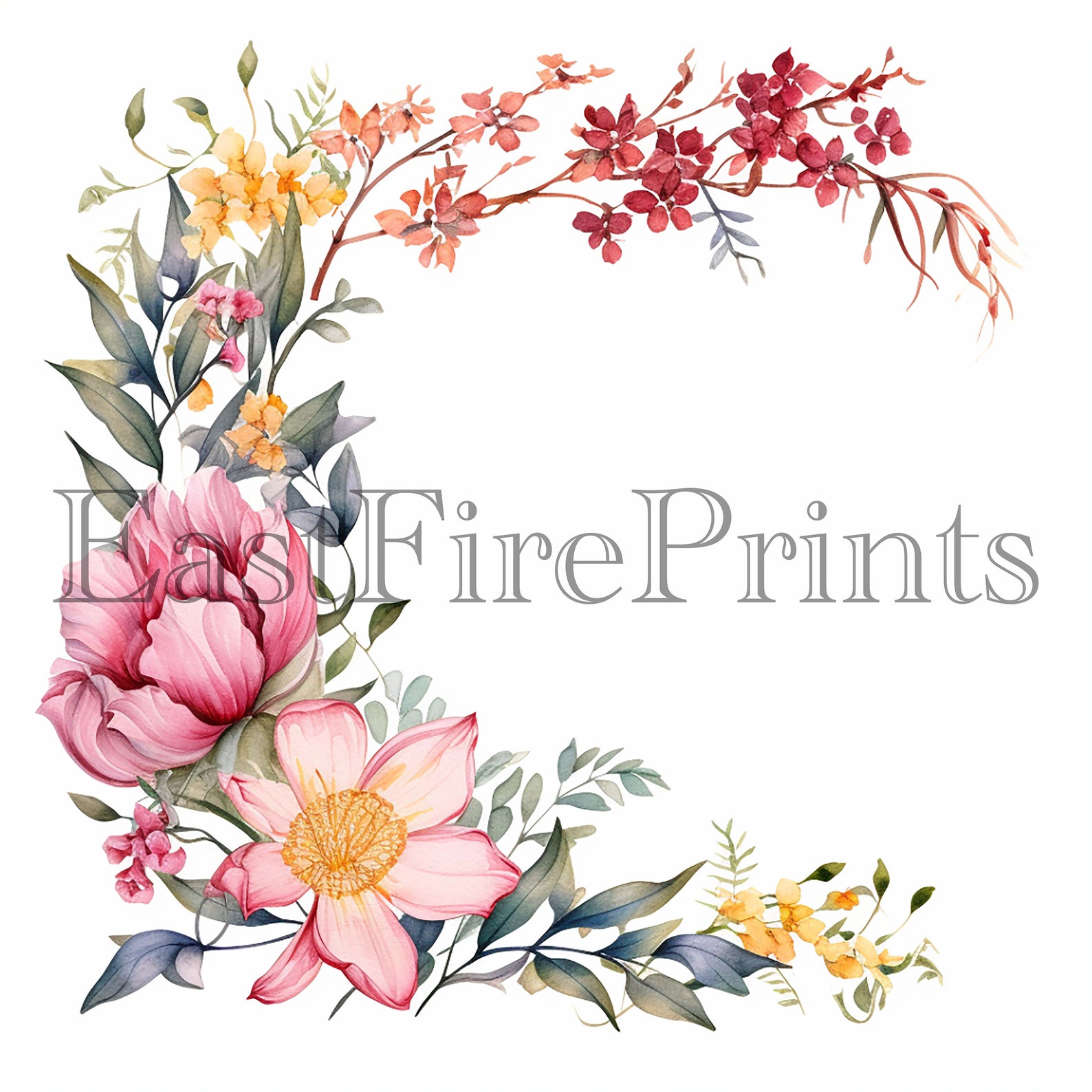 20 Watercolor Floral Border Clipart Botanical Clipart - Etsy