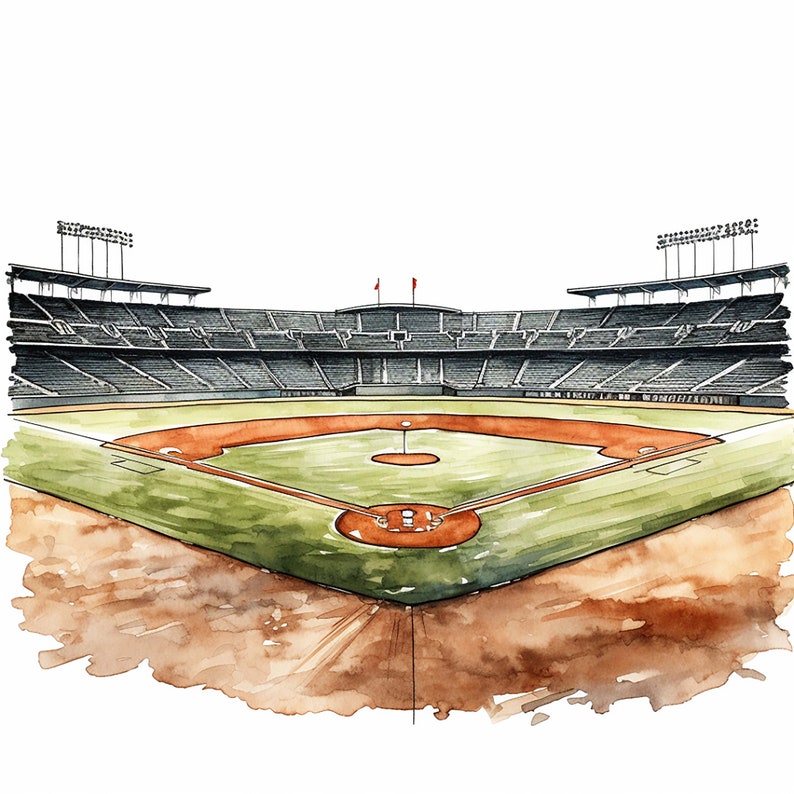 Watercolor Baseball Clipart Jpg Baseball Printables Sports - Etsy
