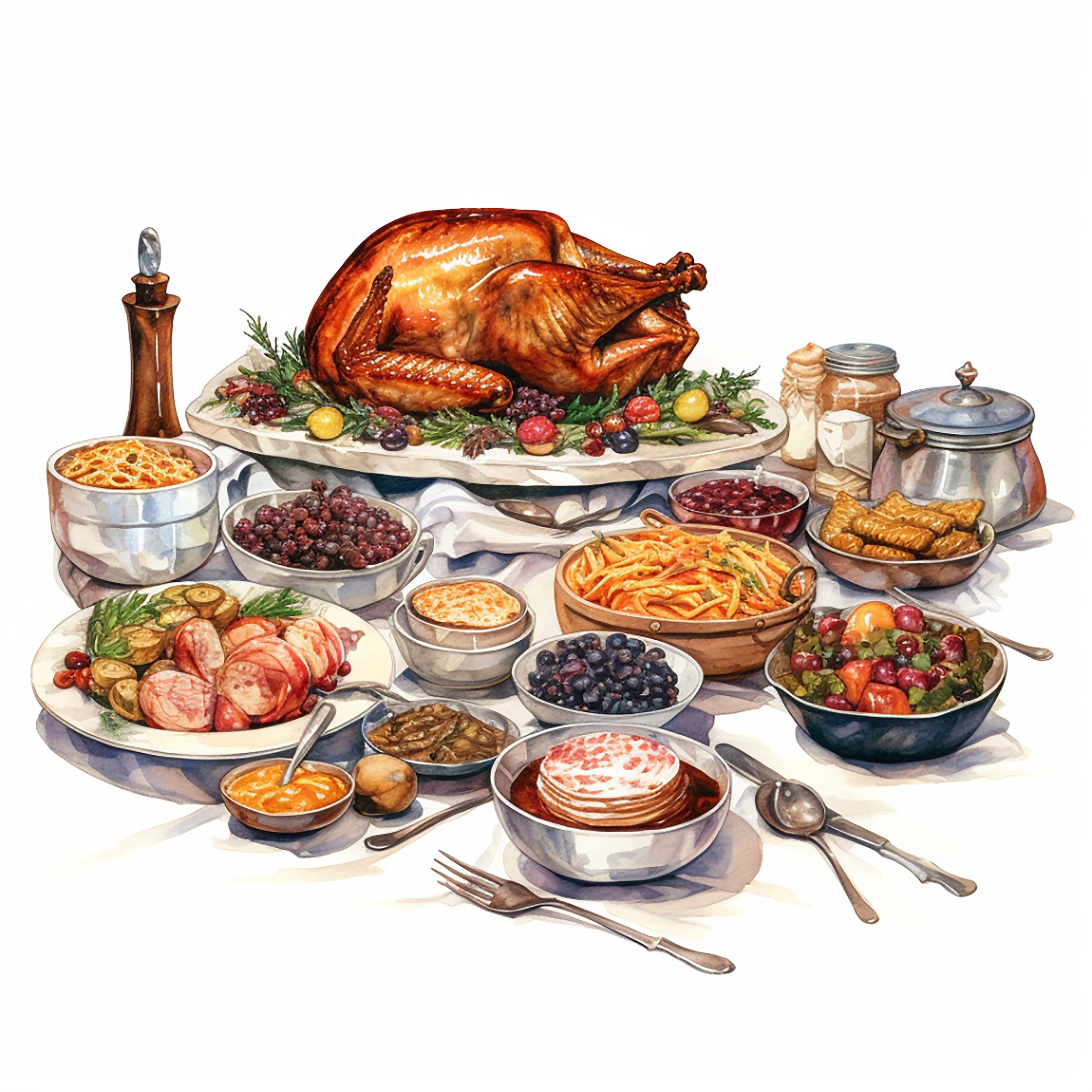 Thanksgiving Feast Clipart High Quality Png Autumn Clipart - Etsy