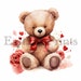 Valentine Teddy Bear PNG Watercolor Clipart Love Wall Art - Etsy