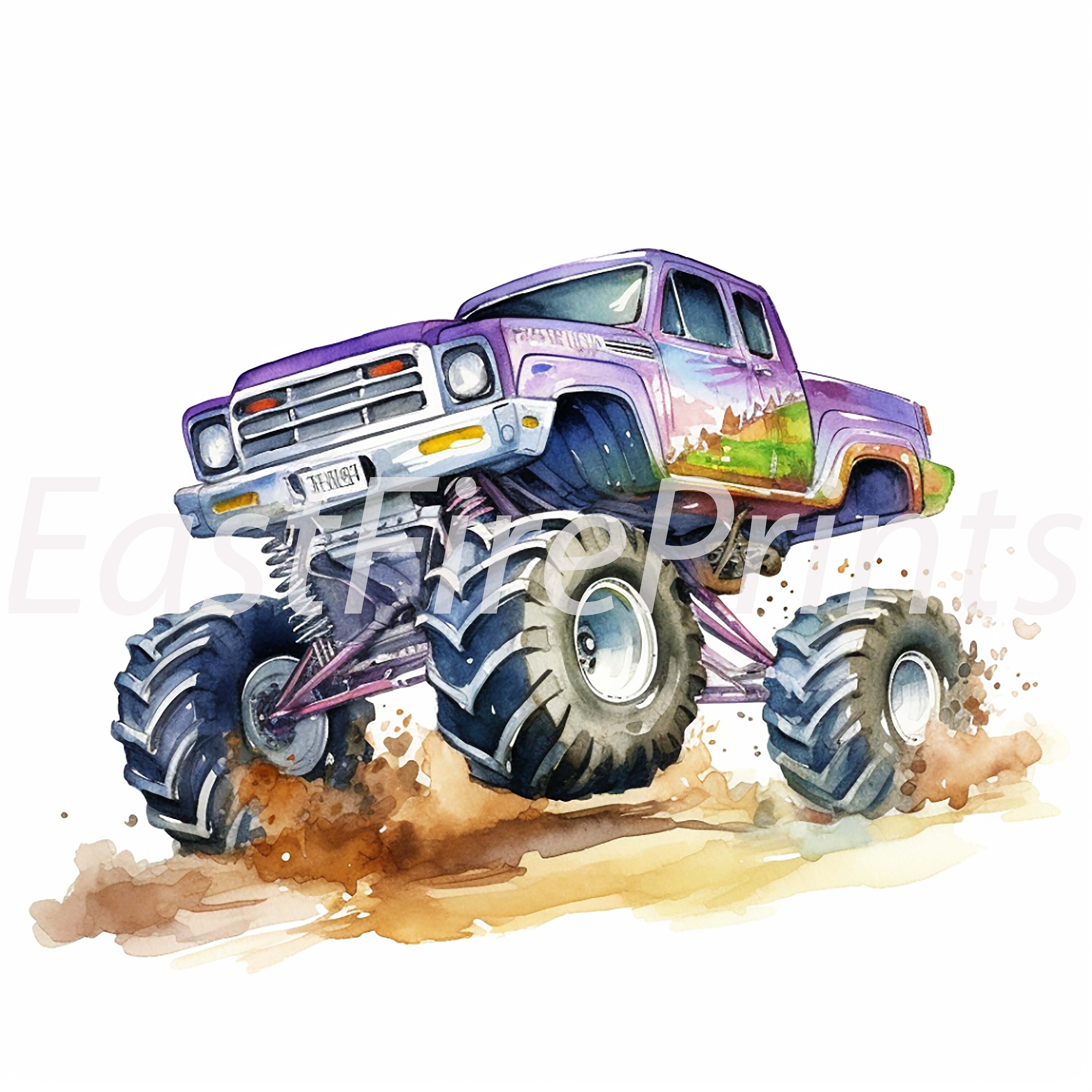 Set of 20 Watercolor Monster Truck Clipart Bundle Vehicle - Etsy