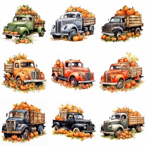 Watercolor Pumpkin Truck Clipart, High Quality Png, Autumn Clip Art ...