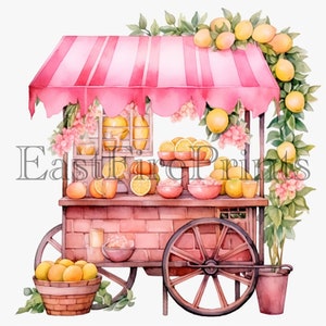 Watercolor Pink Lemonade Stand Clipart PNG Files, High Quality Food ...