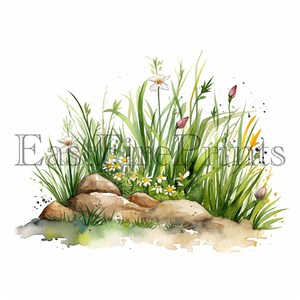 20 Watercolor Spring Grass Clipart Set Grass Illustrations Commercial ...