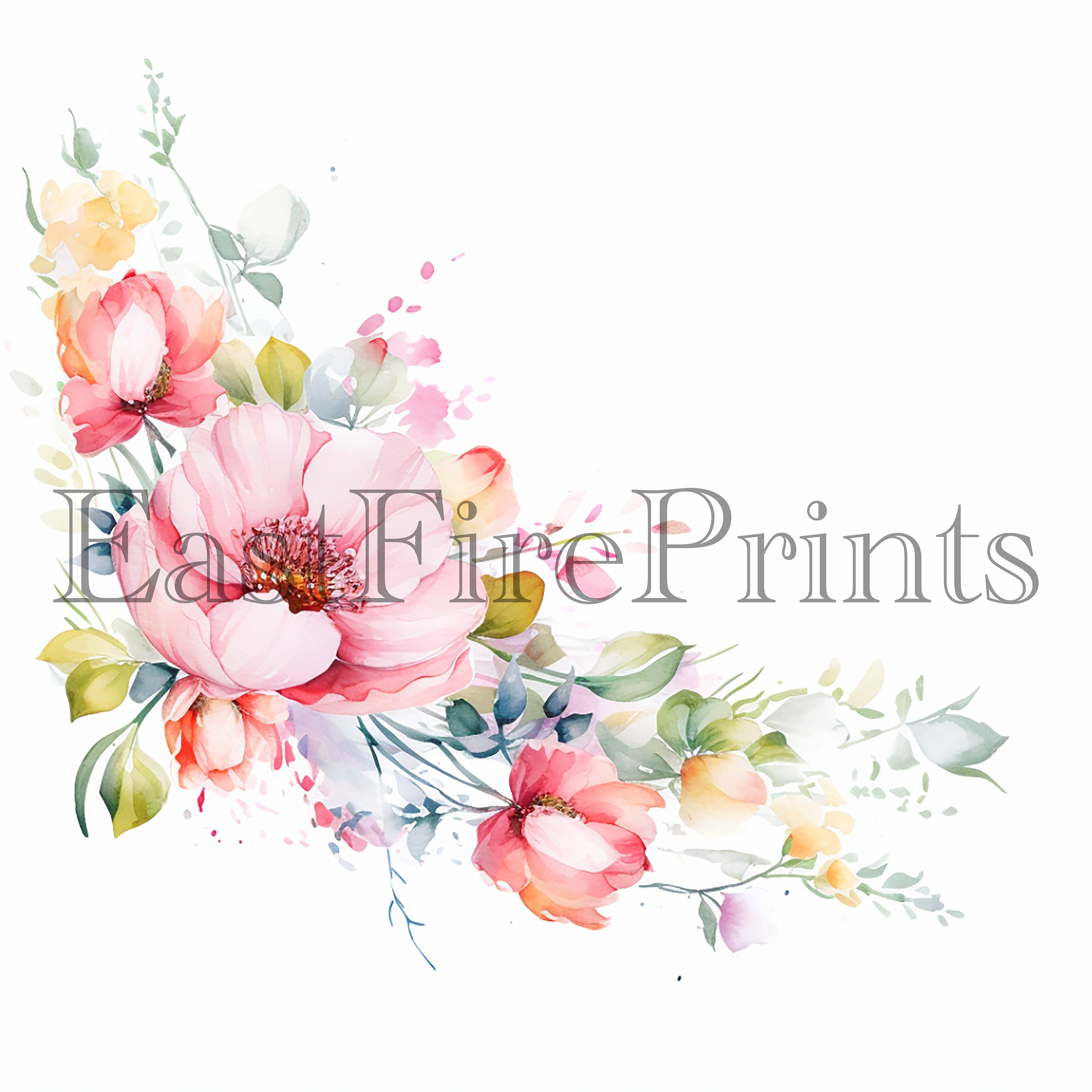 Watercolor Flower Border Clipart High Quality Png Botanical - Etsy