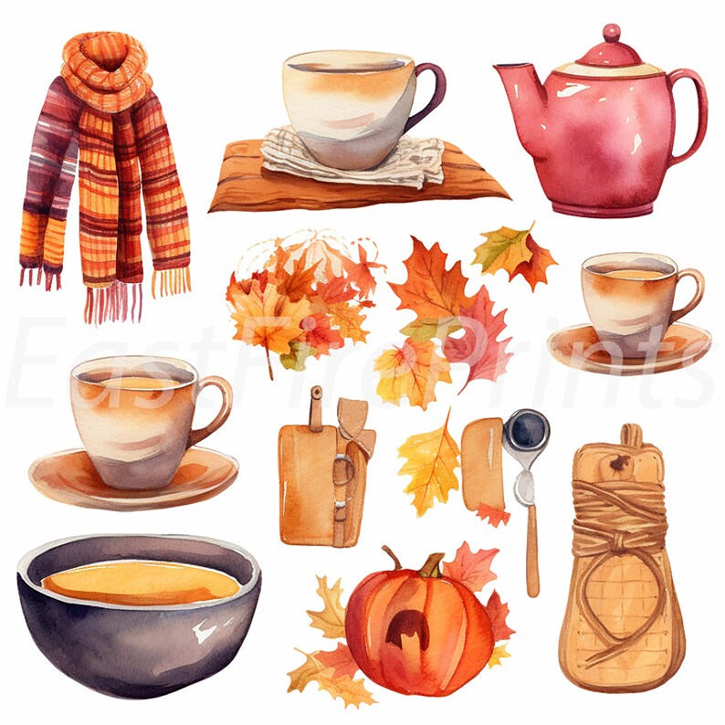 Watercolor Autumn Clipart Set Card Making 18 PNG Images - Etsy