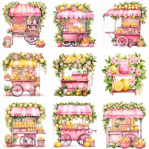 Watercolor Pink Lemonade Stand Clipart PNG Files, High Quality Food ...