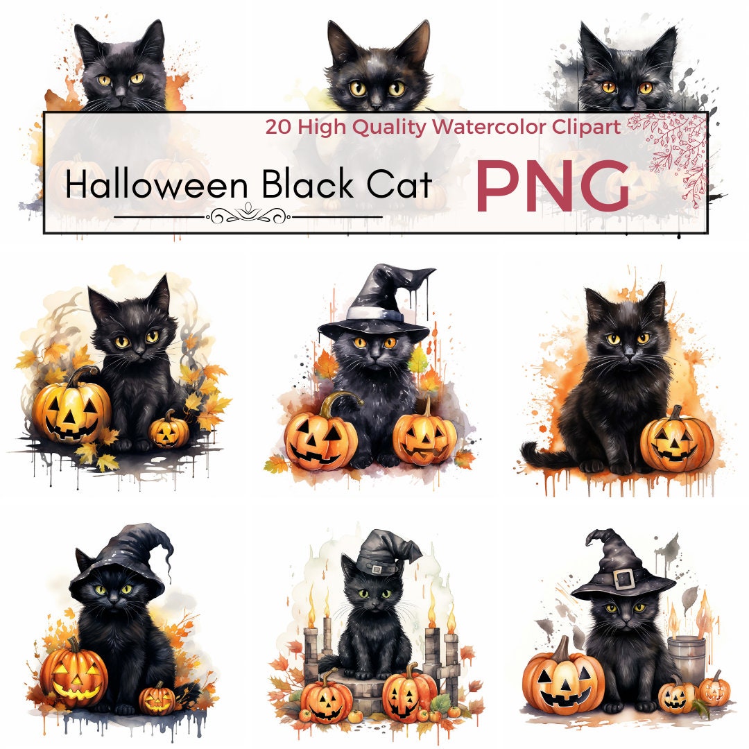 Halloween Black Cat Clipart, High Quality Png Halloween Graphics Black ...