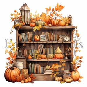Autumn Library Clipart, Autumn Prints, Fall Png, Halloween Clipart ...