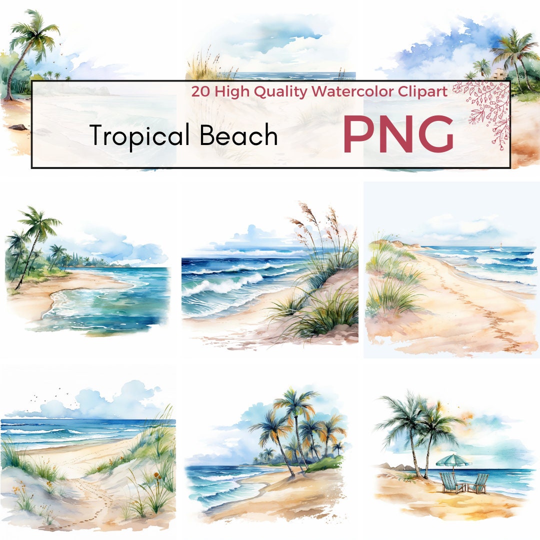 Tropical Beach Clipart, High Quality PNG, Summer PNG, Tropical Clipart ...