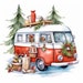 Watercolor Christmas Camper Van Clipart, High Quality JPG, Camper Clip ...