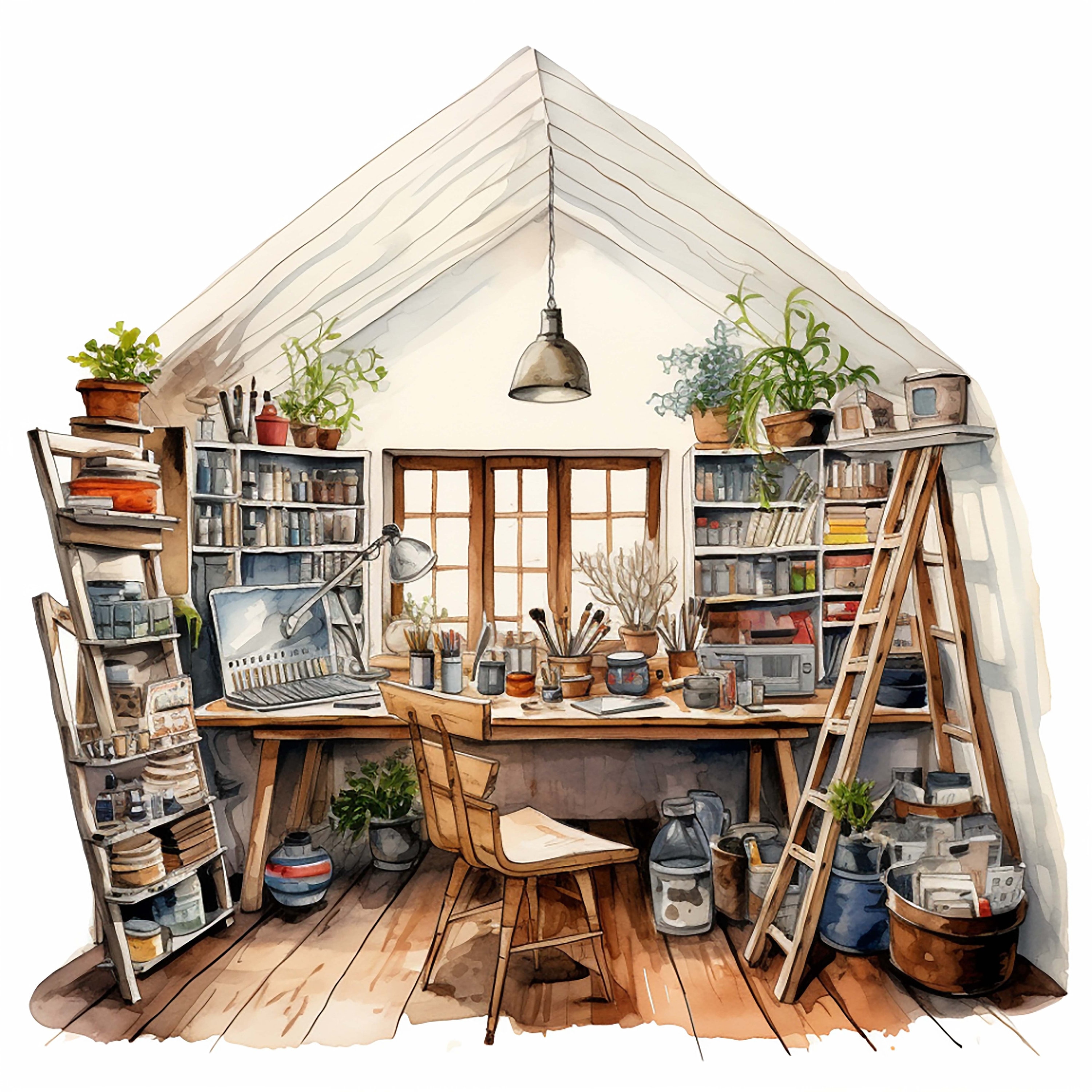 Art Studio Clipart High Quality Png Scenic Clipart Cozy - Etsy