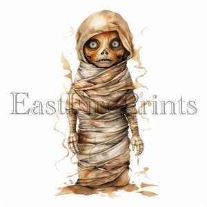 Watercolor Mummy Clipart, Halloween Clipart, Gothic Clipart, Scary Png ...