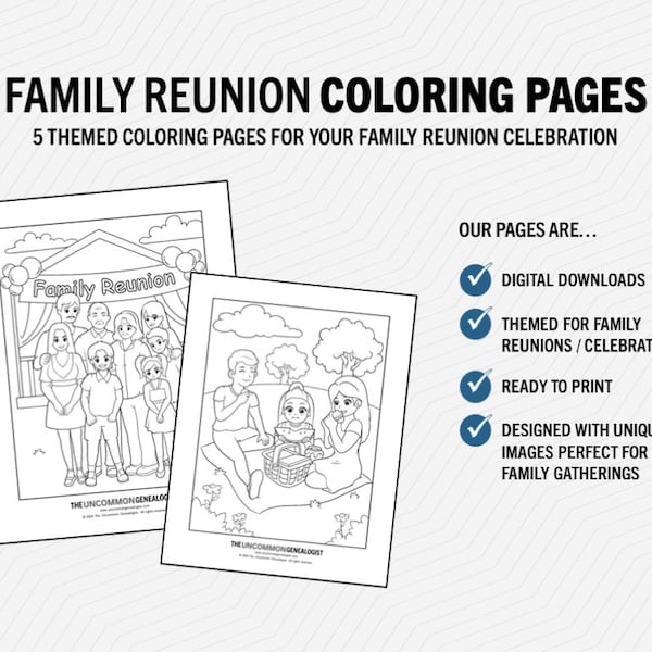 Family Reunion Coloring Pages - Etsy