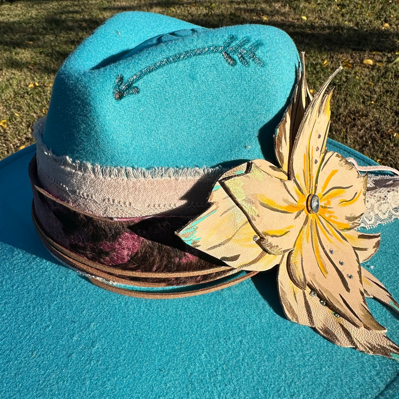 Seaside Yellow Leather Flower Custom Hat - Etsy