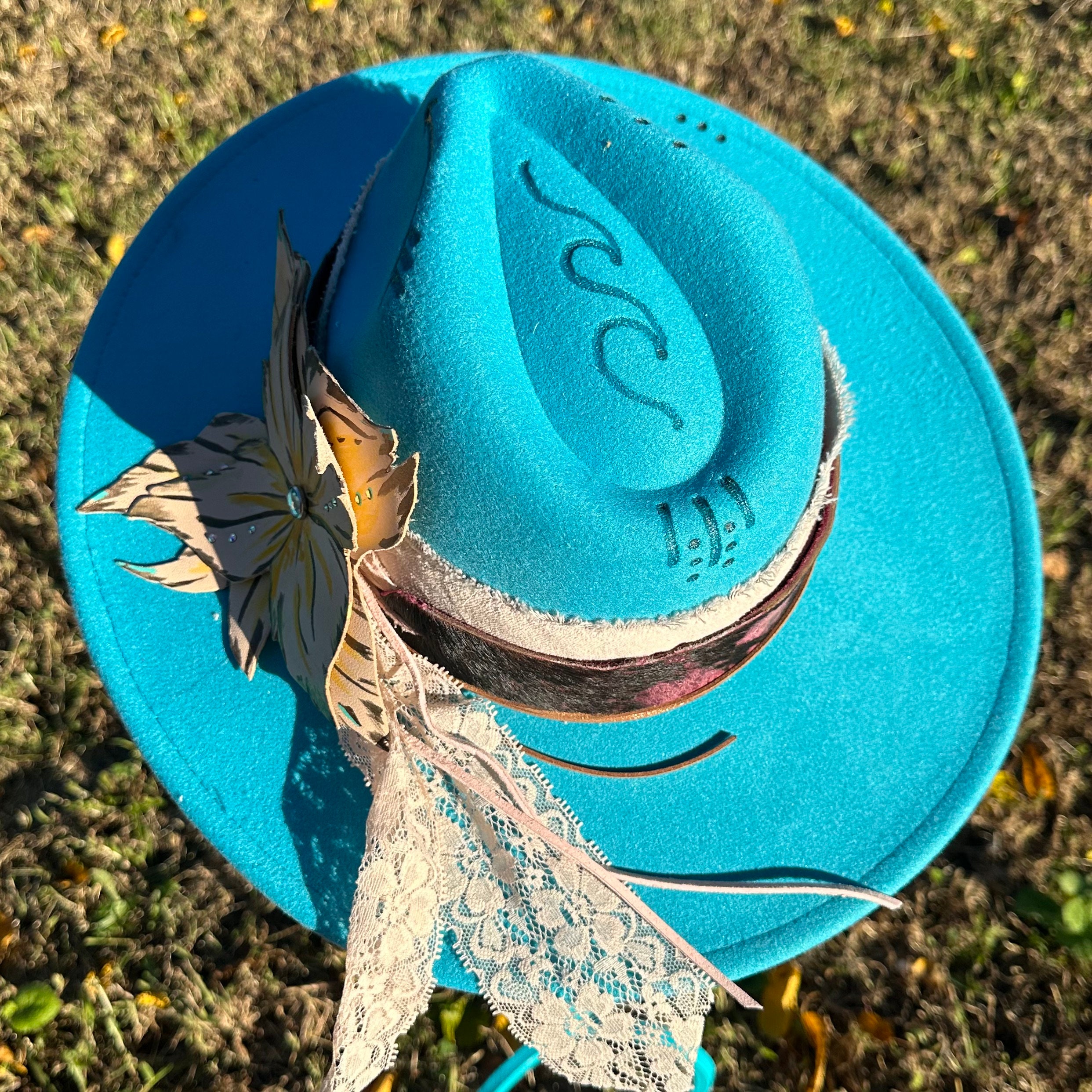 Seaside Yellow Leather Flower Custom Hat - Etsy