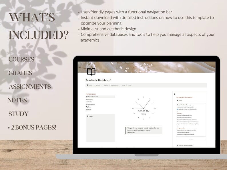Academic Dashboard -- Notion Student Planner - Etsy