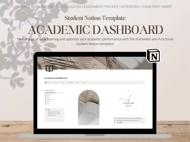 Academic Dashboard Notion Student Planner - Etsy
