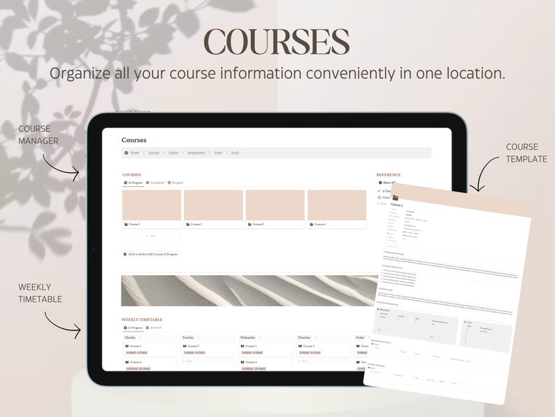 Academic Dashboard -- Notion Student Planner - Etsy